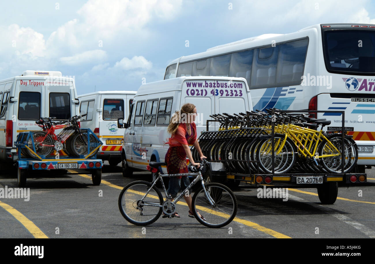 Cycle renting and touring Cape Point South Africa RSA Girl on bike ...