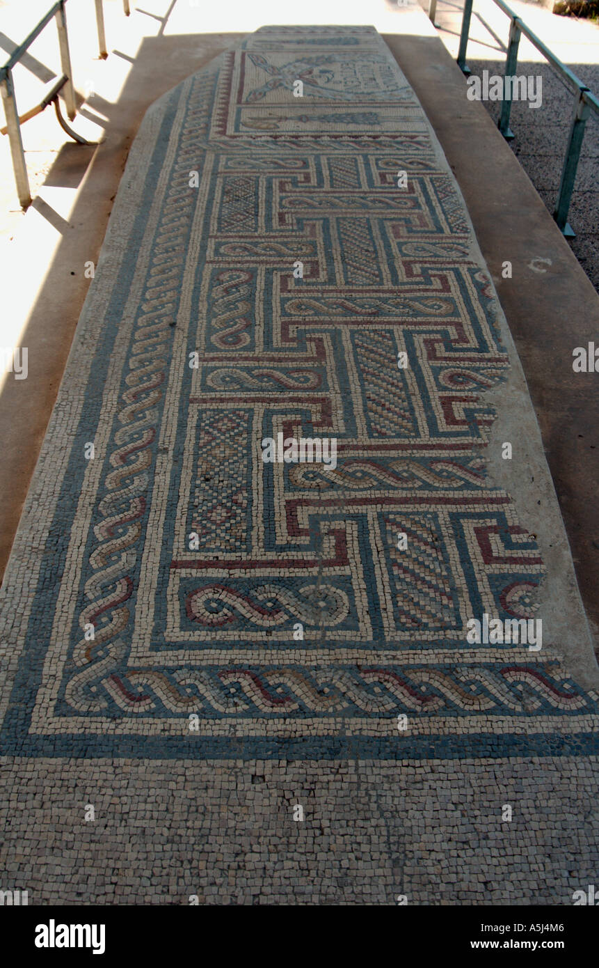 Segment of a synagogue mosaic floor in Tiberias 7th 8th century CE ...