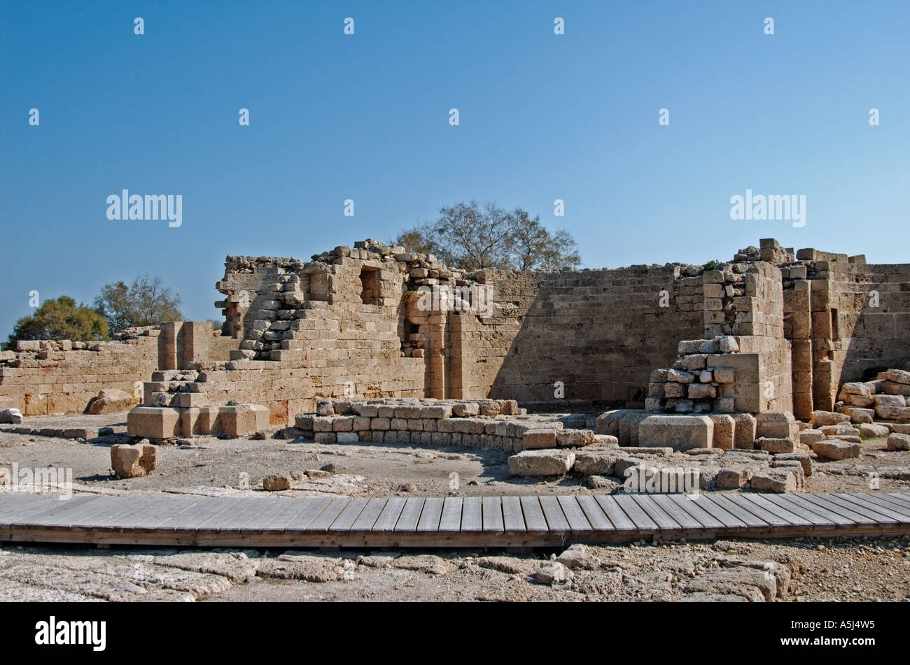 Ruins of the Roman buildings in the walled city of Caesarea a town ...