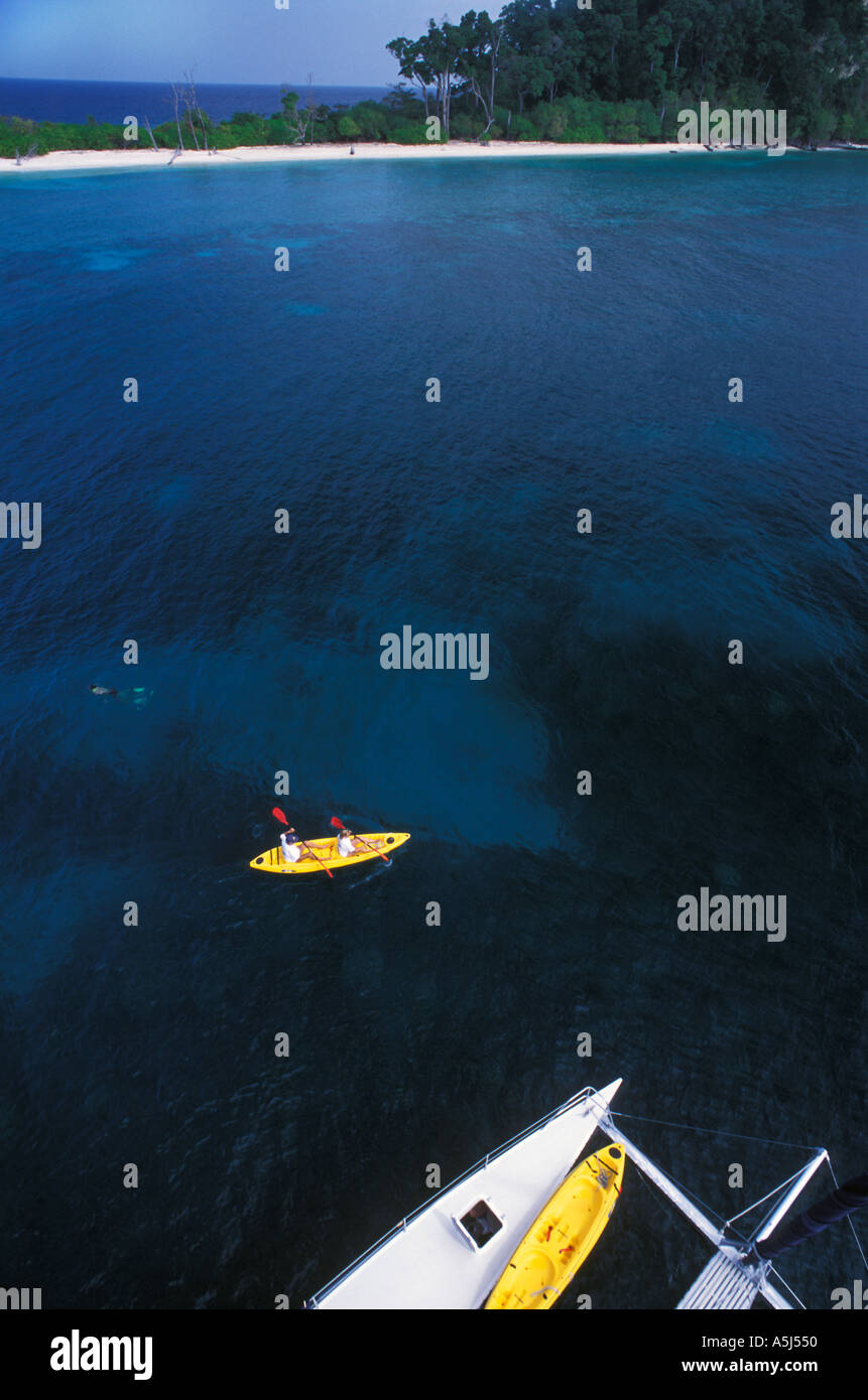 Kayak and catamaran North Button Island Andaman Islands India Stock ...