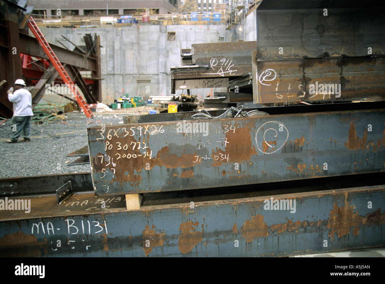 Steel beams for new Random House building in New York City Stock Photo ...