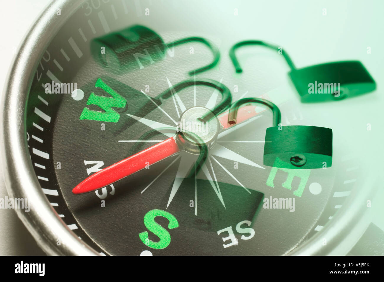 Compass and Padlocks Stock Photo - Alamy