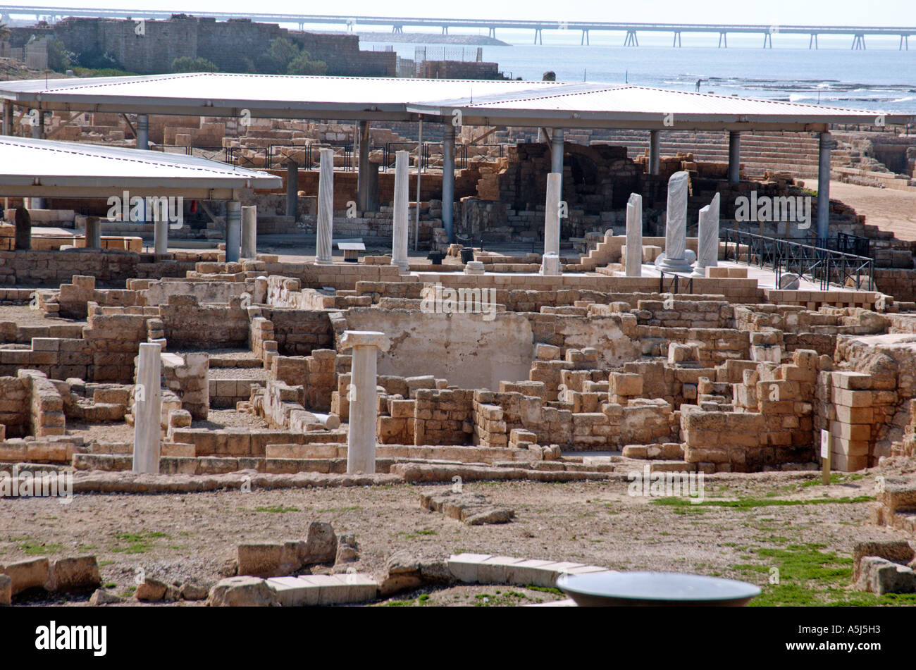 General view of the excavation of the Roman buildings and baths at ...