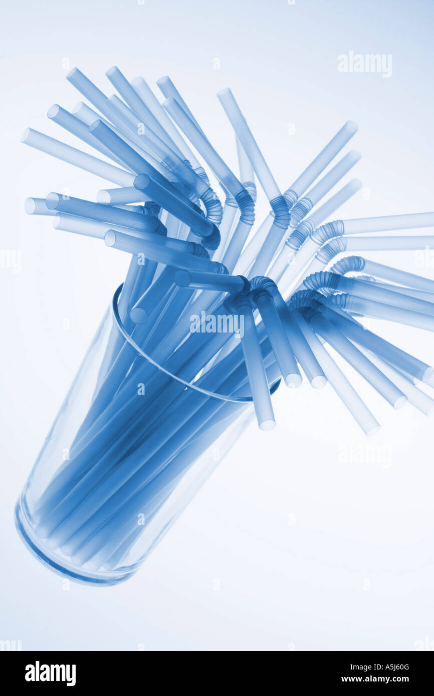 Drinking Straws in Glass Stock Photo - Alamy