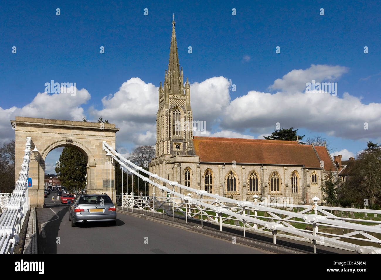 Suspension Bridge and All Saints Church, Marlow, Buckinghamshire ...