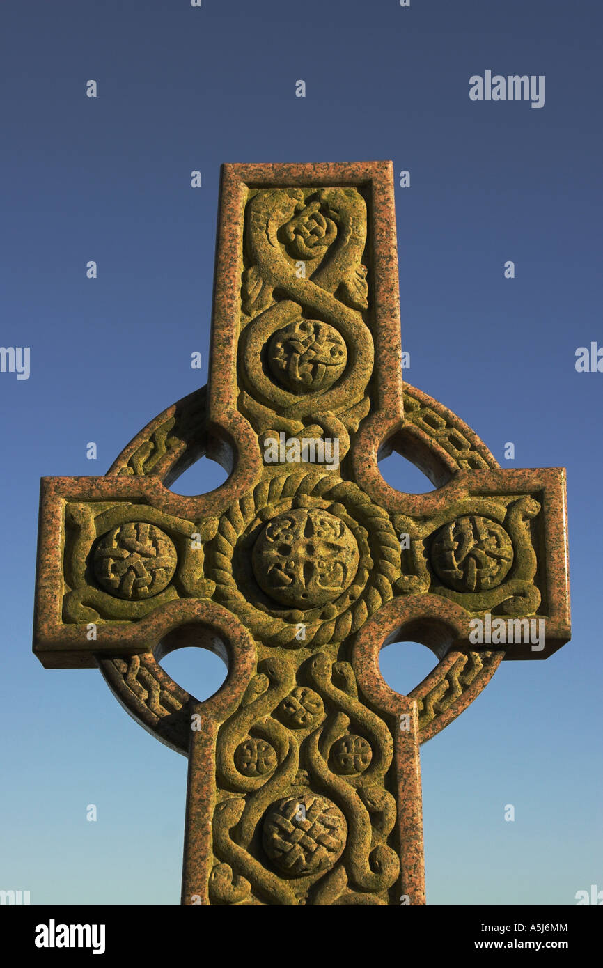 A Celtic patterned cross / headstone Stock Photo - Alamy