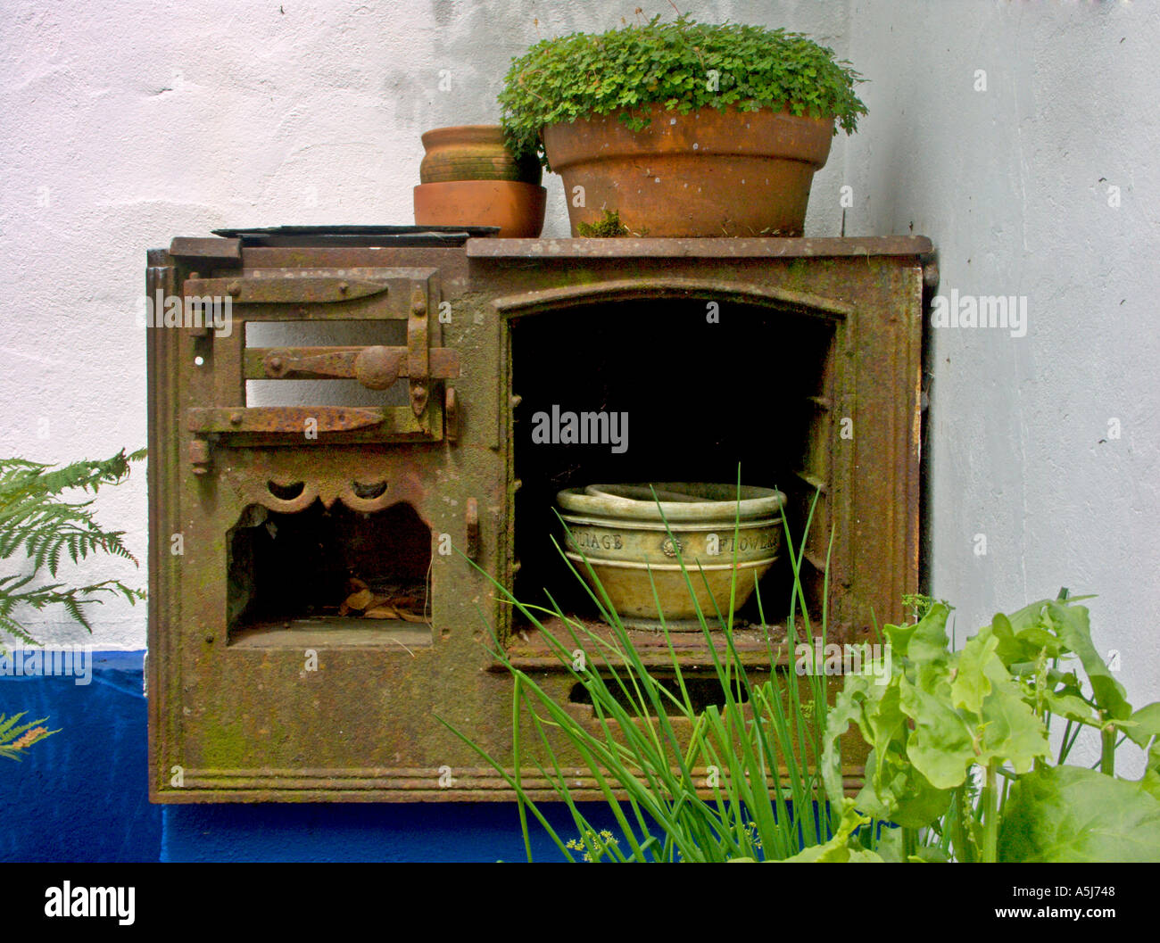 The remains of an old Cornish range cooker in the corner of a cottage ...