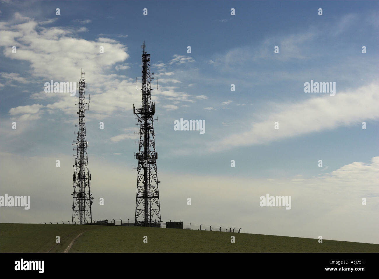 Pylons / Radio Masts on the South Downs in East Sussex Stock Photo - Alamy
