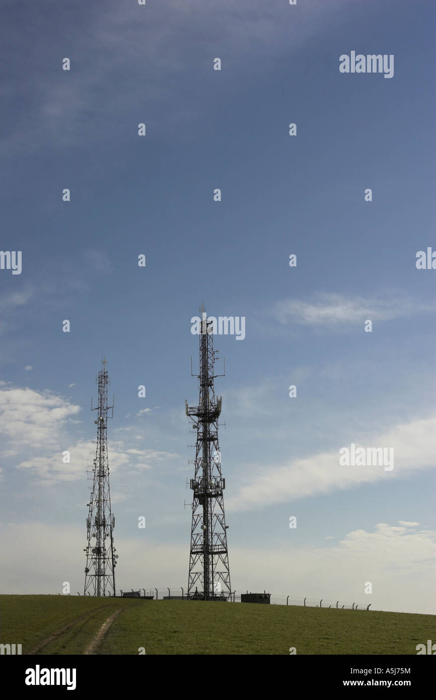 Pylons / Radio Masts on the South Downs in East Sussex Stock Photo - Alamy