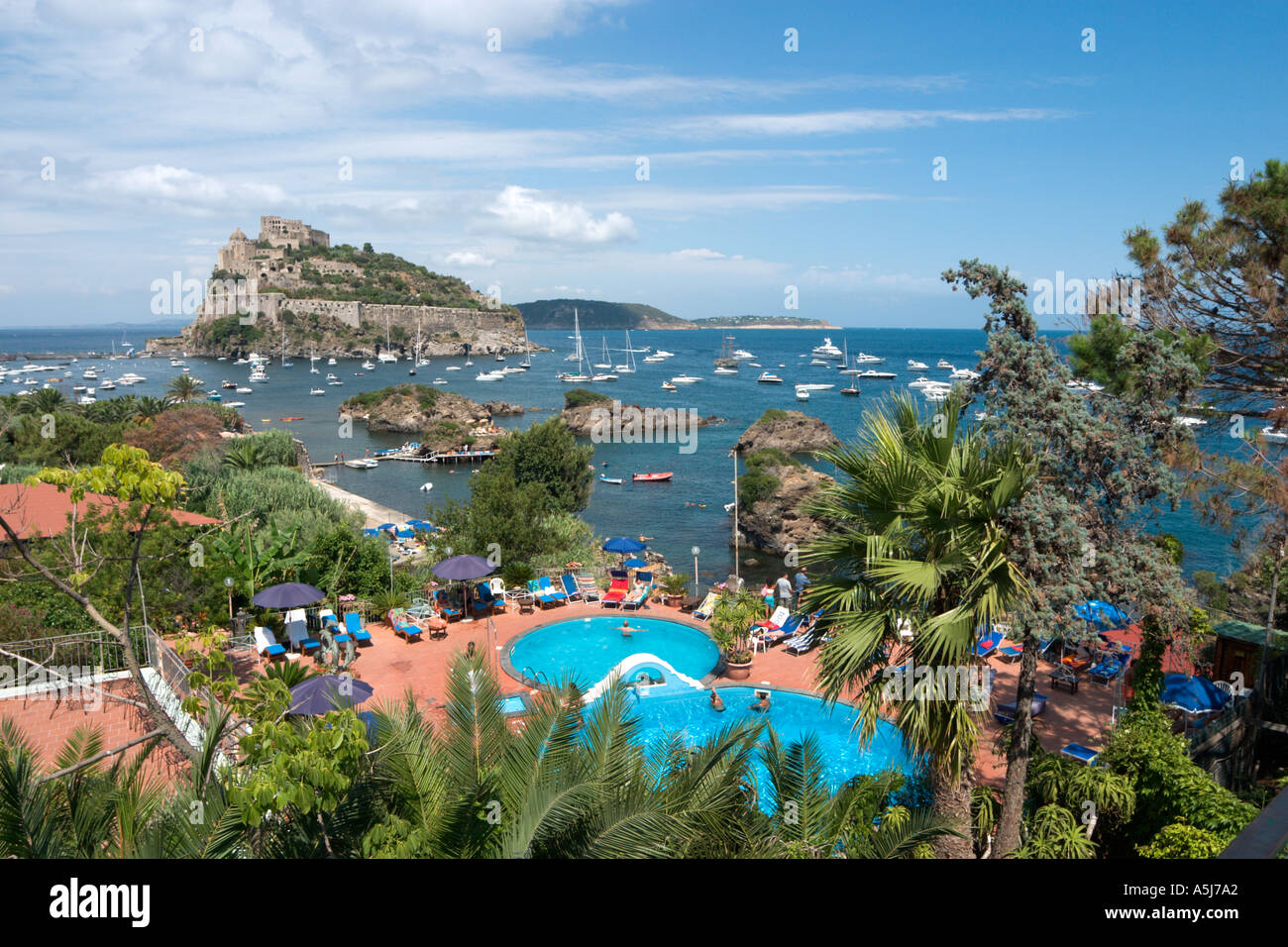 Ischia castle people beach hi-res stock photography and images - Alamy