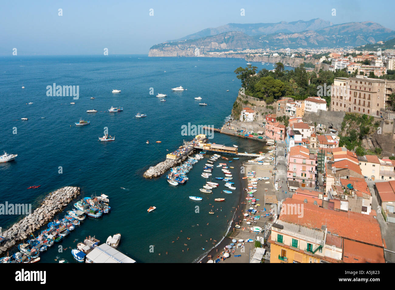 View over Marina Grande and Bay of Naples, Sorrento, Neapolitan Riviera ...