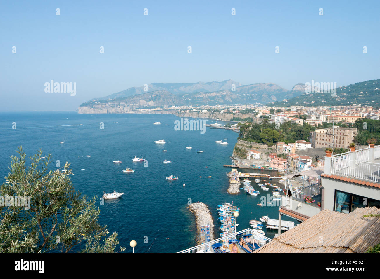View over Marina Grande and Bay of Naples, Sorrento, Neapolitan Riviera ...