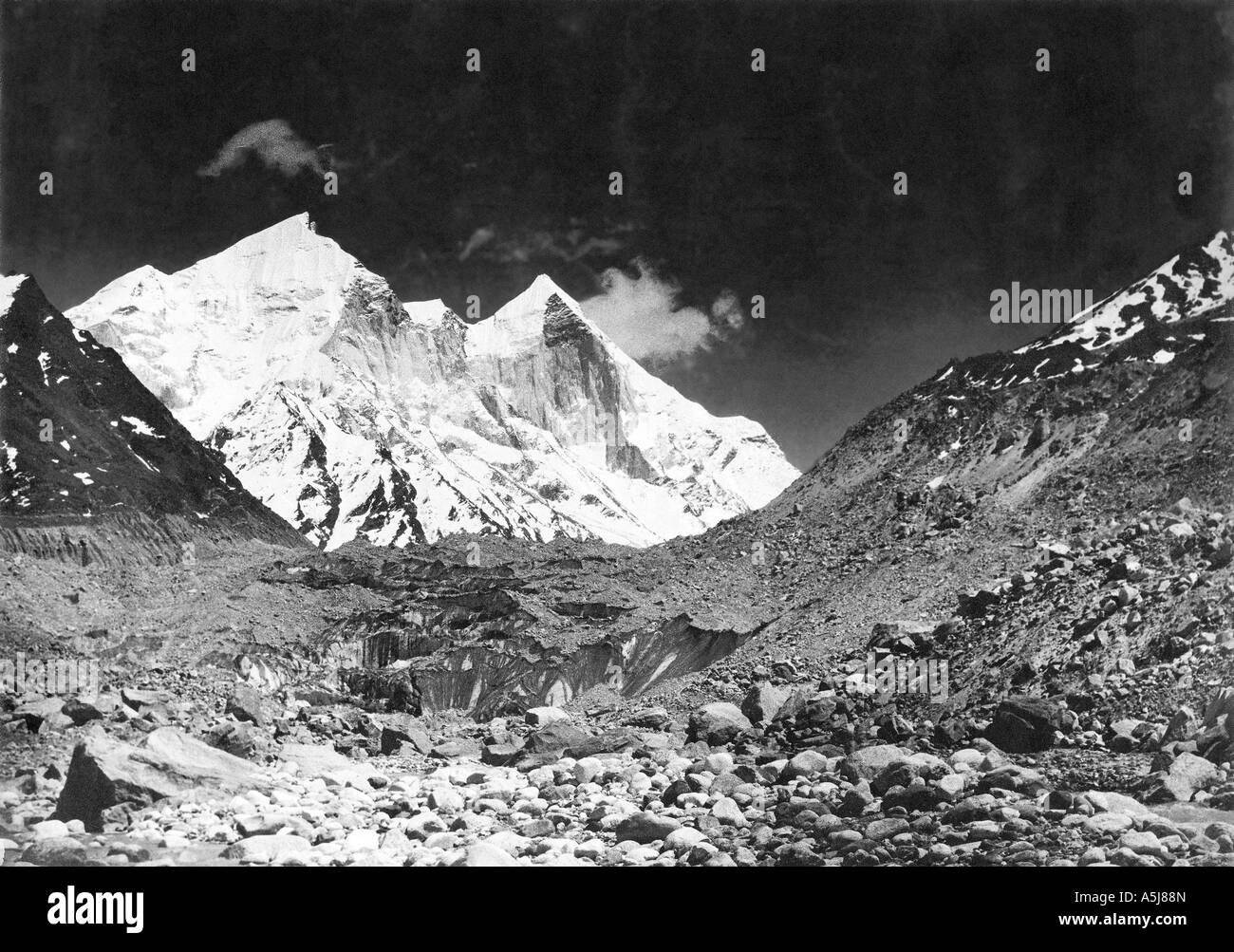 Gaumukh source of Bhagirathi river Ganges Uttaranchal India Stock Photo ...