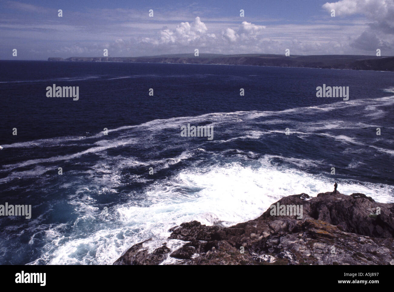 Cornish Coastline with Fisherman Port Isaac Cornwall Stock Photo - Alamy