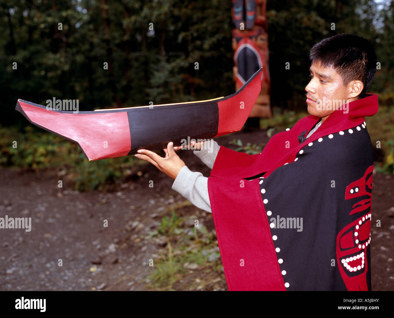 Alaskan Native Tlingit showing off his heritage Stock Photo - Alamy