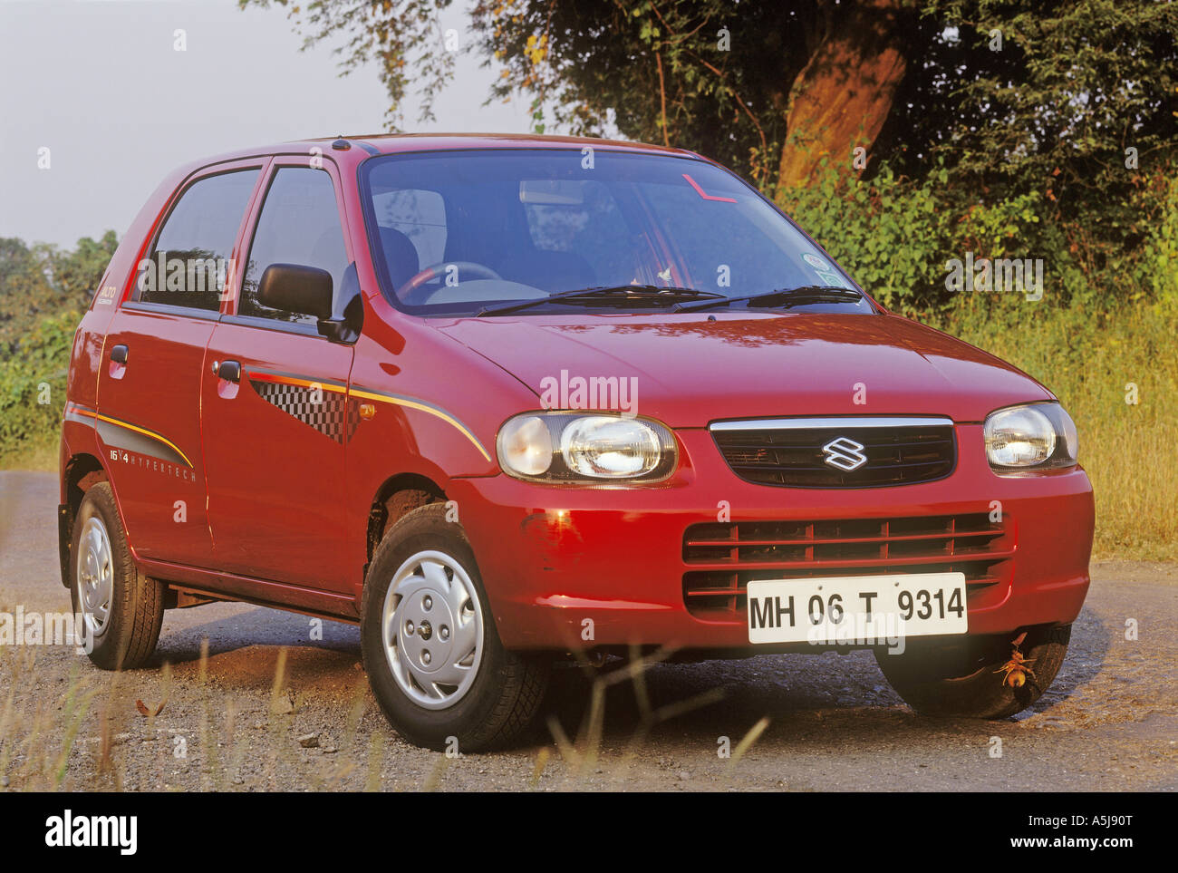 Red color car vehicles automobile Tata Indica Stock Photo - Alamy