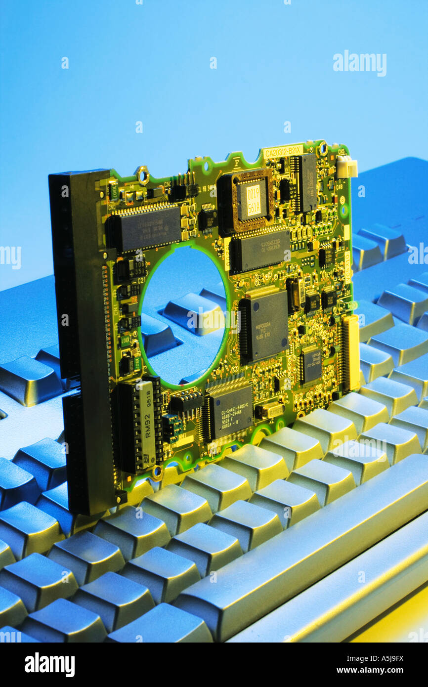 Circuit Board on Computer Keyboard Stock Photo - Alamy