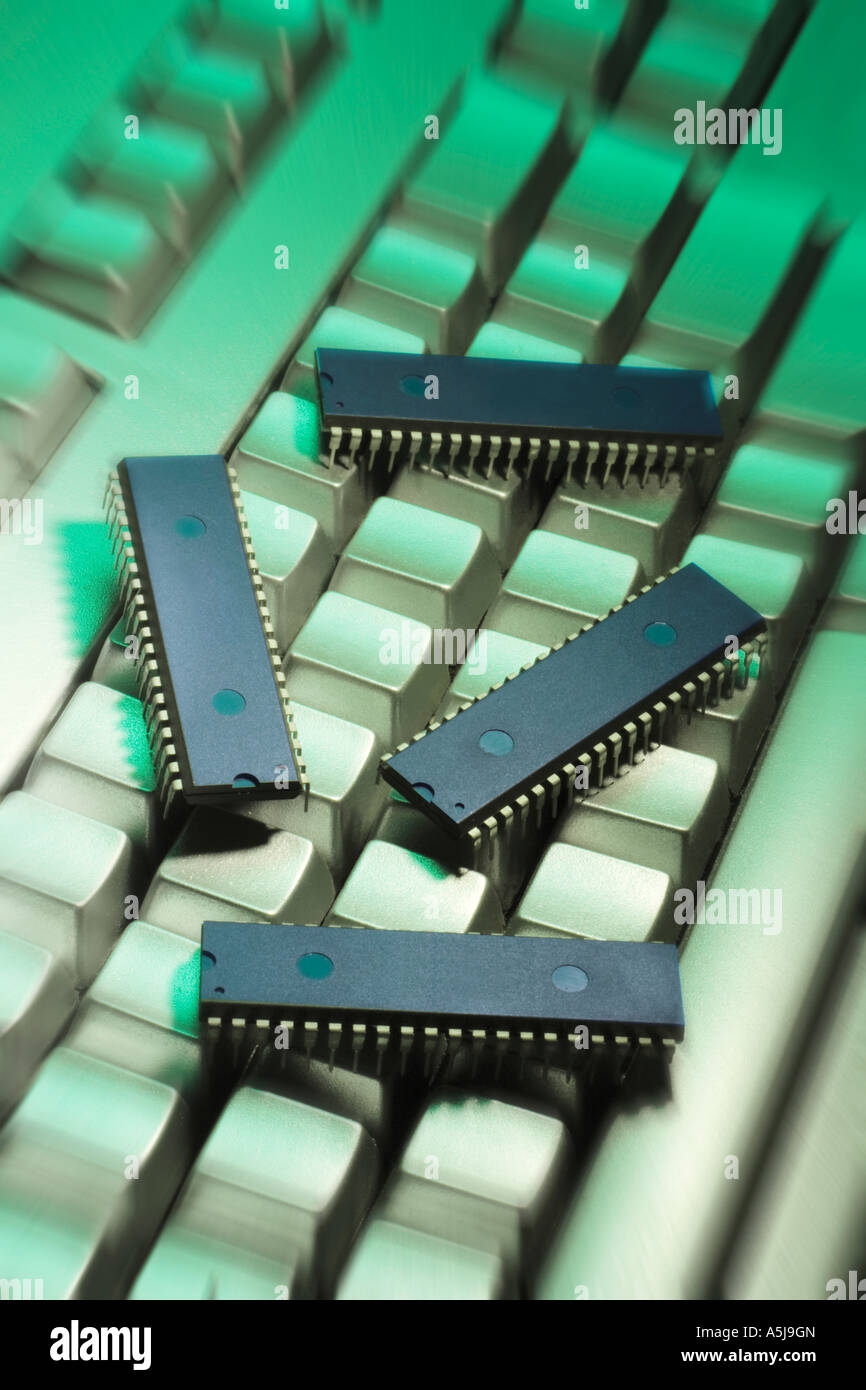 Microchips on Computer Keyboard Stock Photo - Alamy