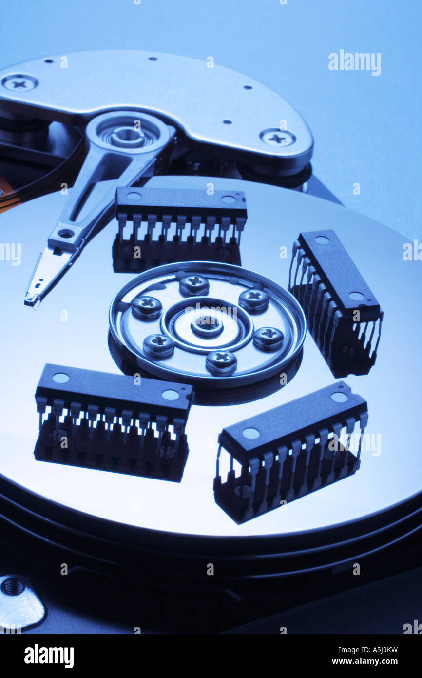 Microchips on Hard Disk Stock Photo - Alamy