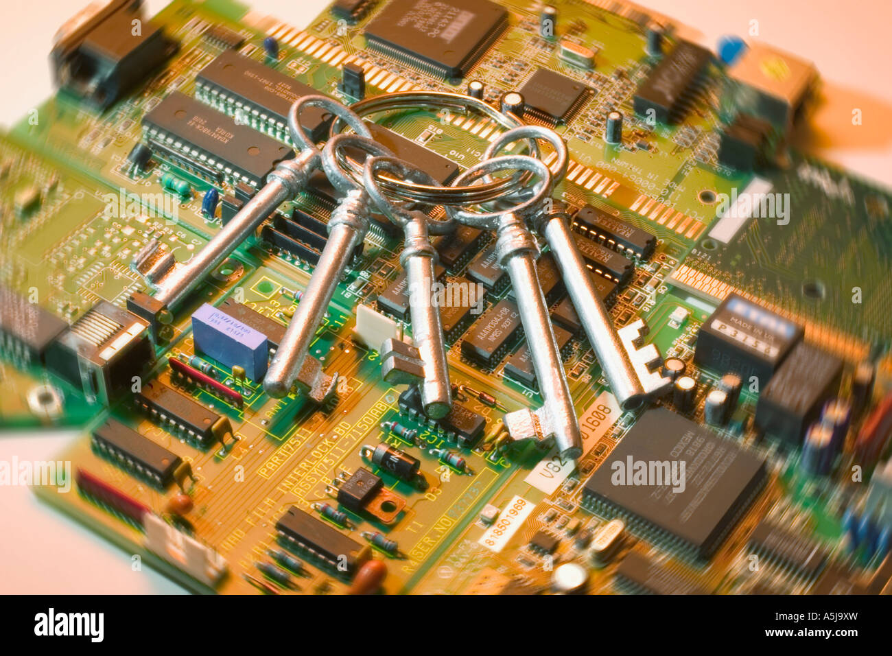 Skeleton Keys on Circuit Boards Stock Photo - Alamy