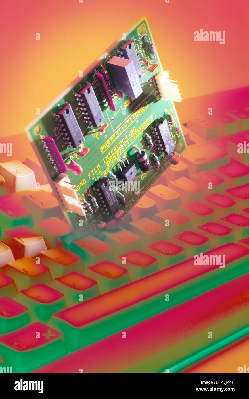 Circuit Board on Computer Keyboard Stock Photo - Alamy