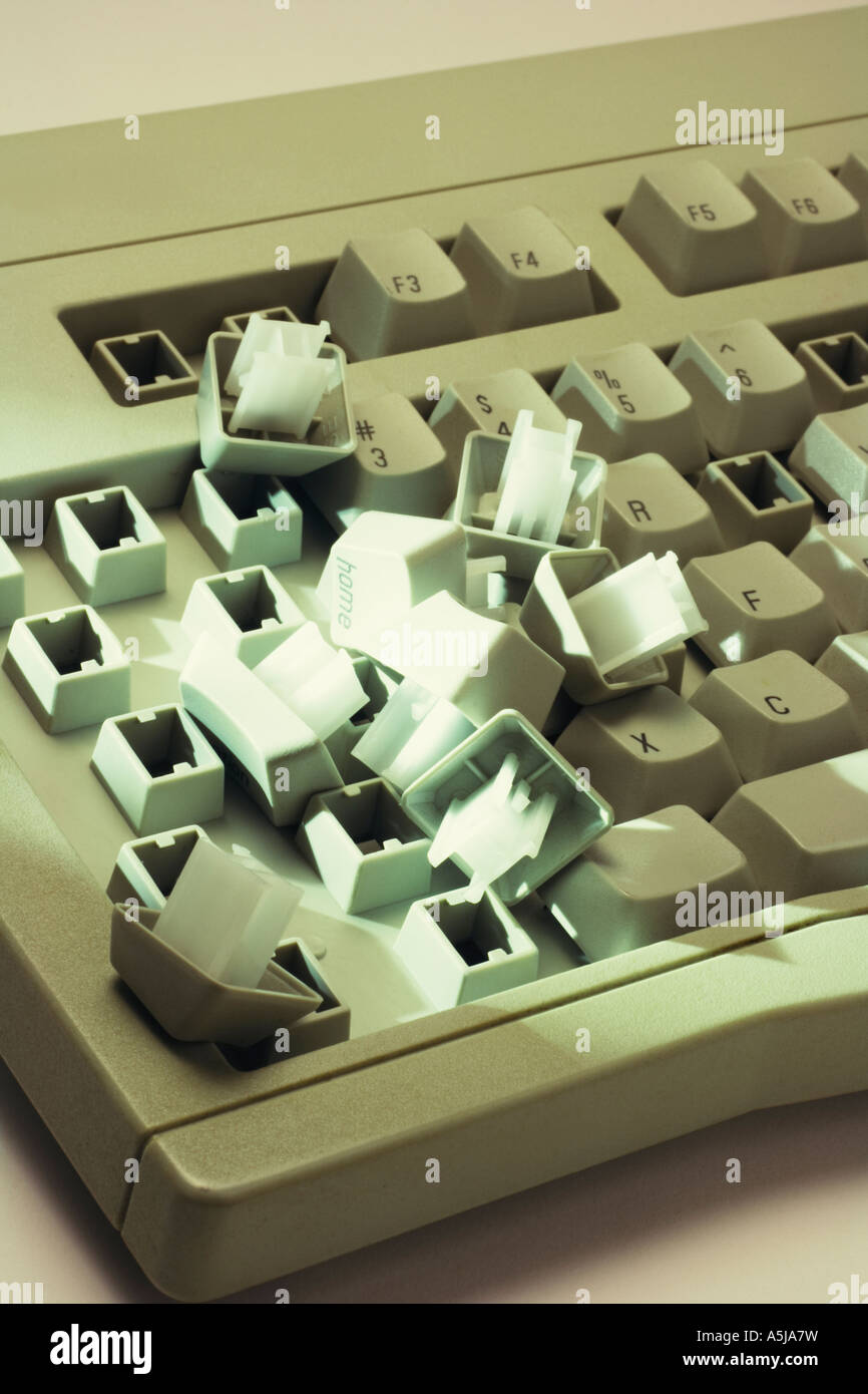 Computer Keyboard with Broken Keys Stock Photo - Alamy