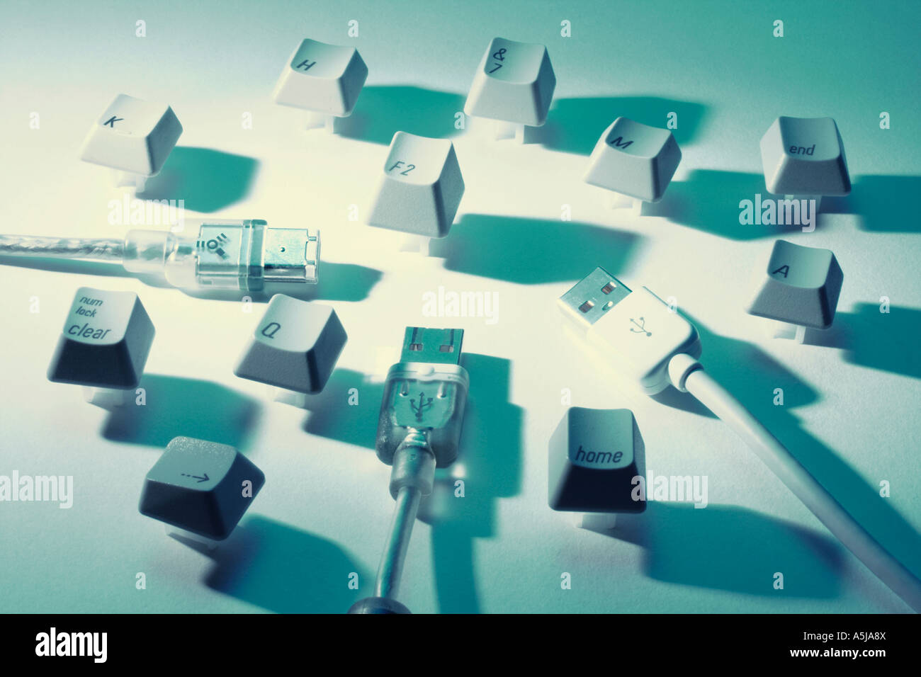 Computer Keys and USB Cables Stock Photo - Alamy