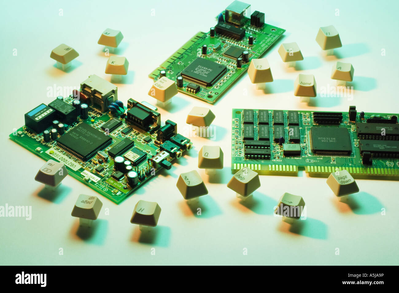 Computer Keys and Circuit Boards Stock Photo - Alamy