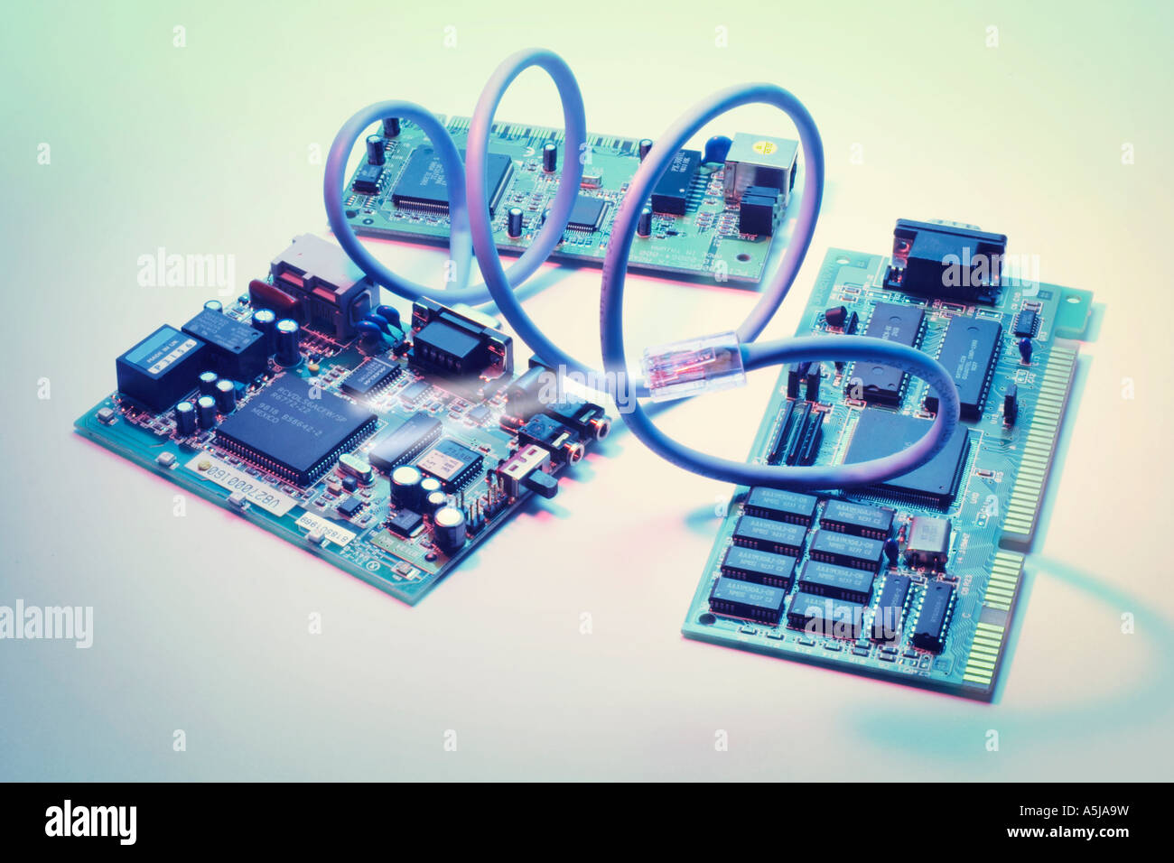 Network Cable on Circuit Boards Stock Photo - Alamy