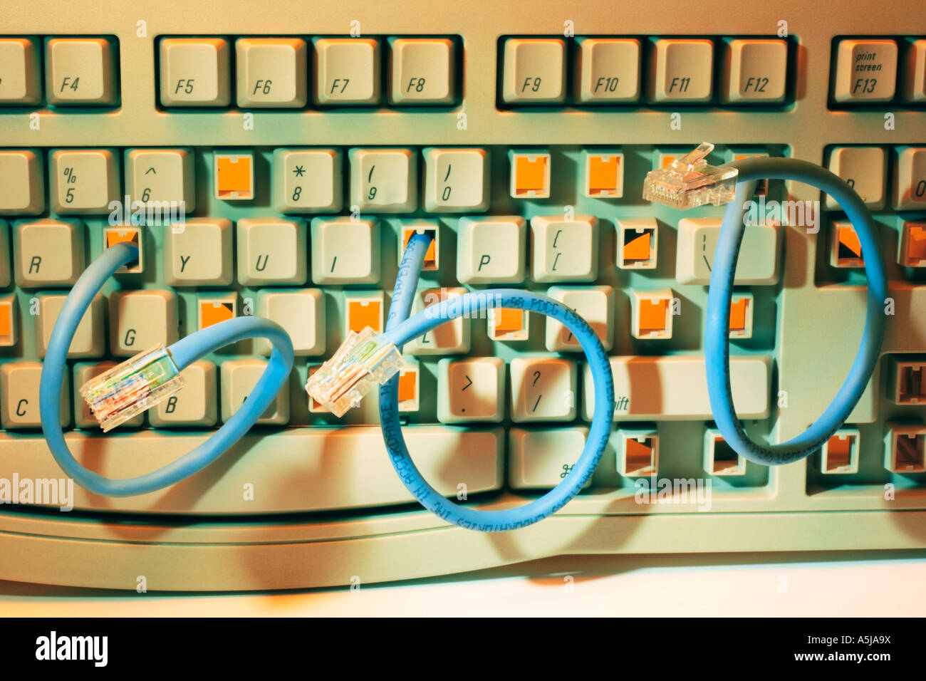 Network Cables and Computer Keyboard Stock Photo - Alamy