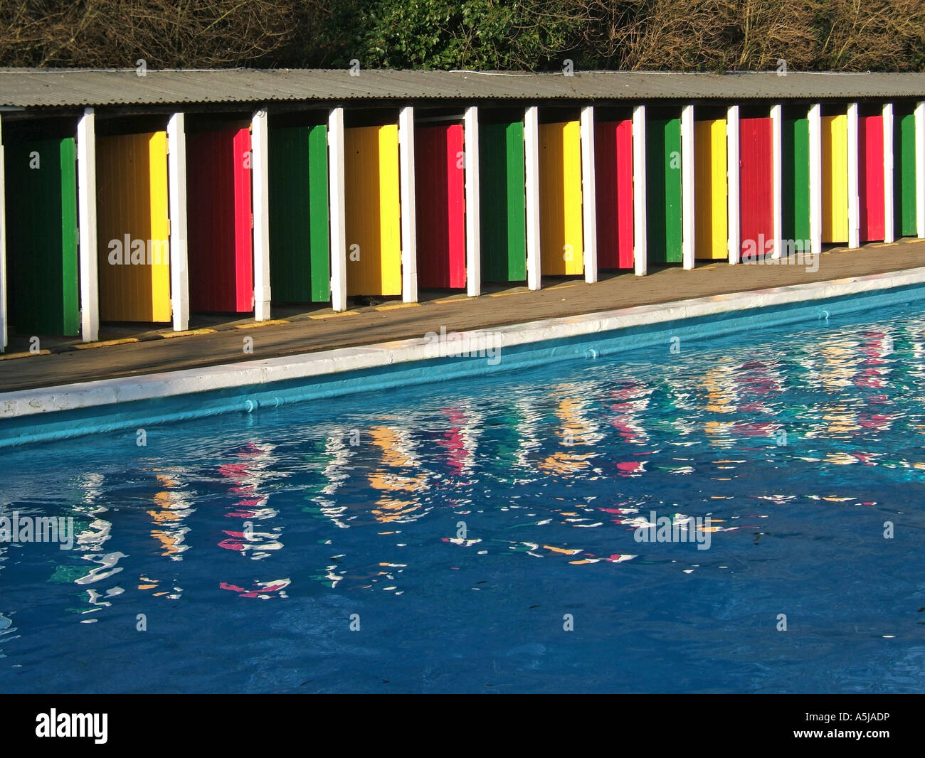 Changing rooms at Tooting Bec Lido, London, England, UK Stock Photo - Alamy