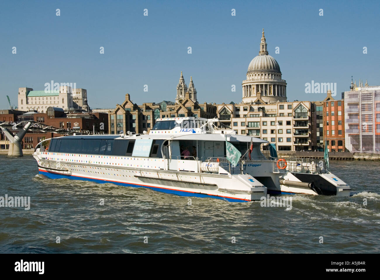 Clipper catamaran river boat commuter & tourist service on Thames with ...
