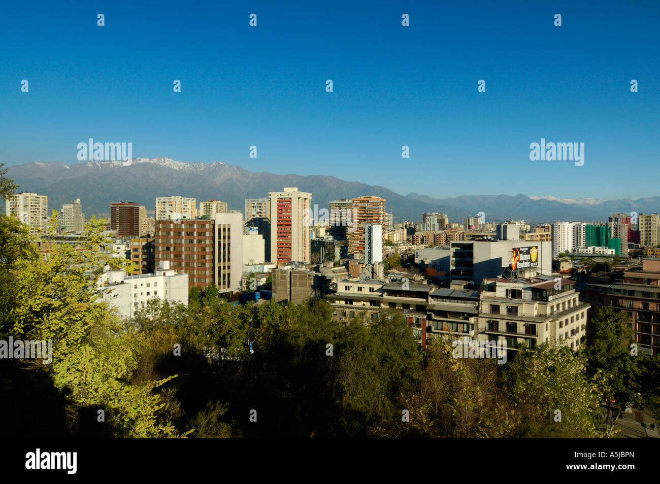 Santiago Chile skyline landscape cityscape view aerial Stock Photo - Alamy