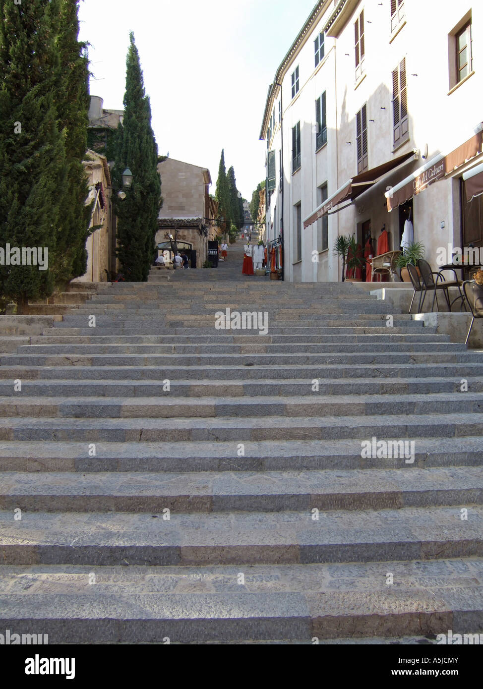 The famous 365 Calvario steps in Pollenca, Mallorca, Spain Stock Photo ...