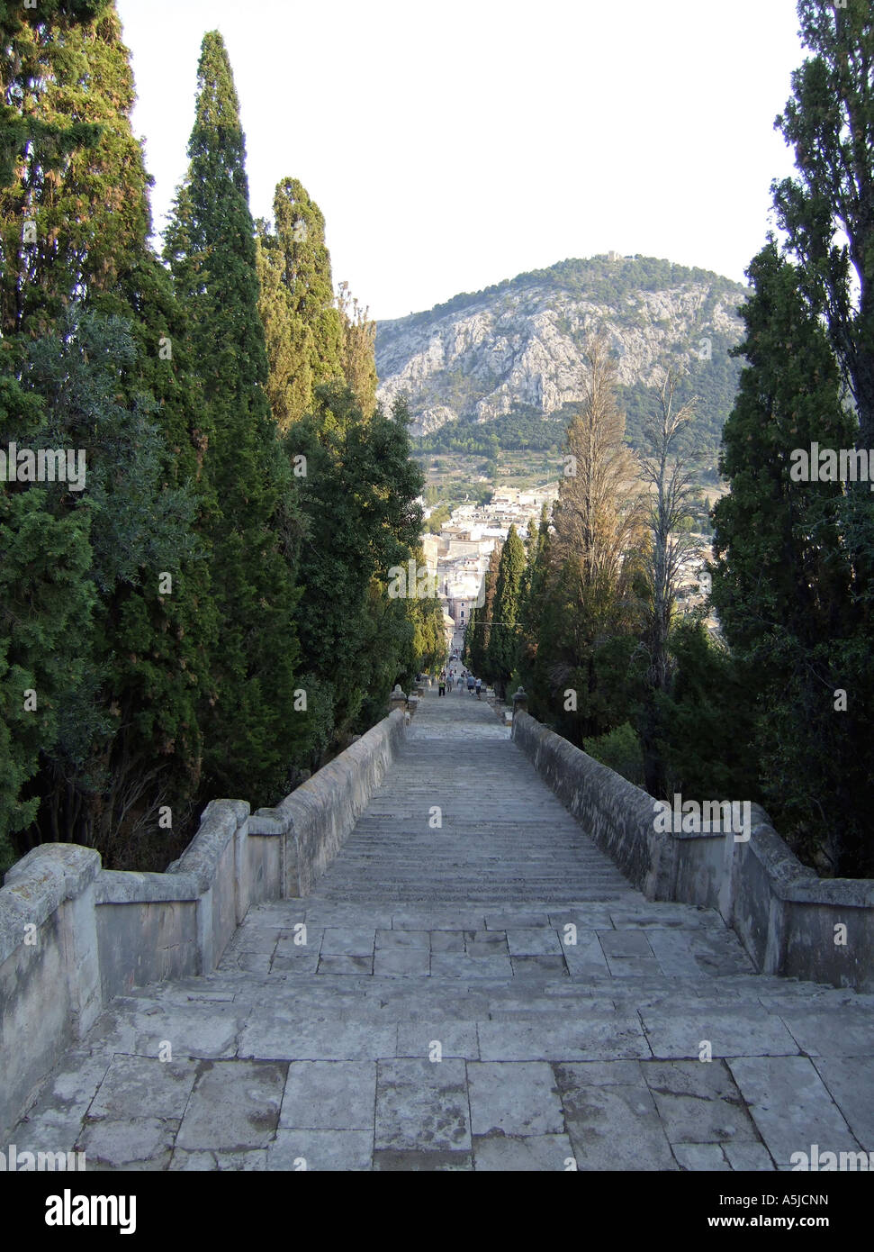 The famous 365 steps to the Calvario above Pollenca, Mallorca, Spain ...