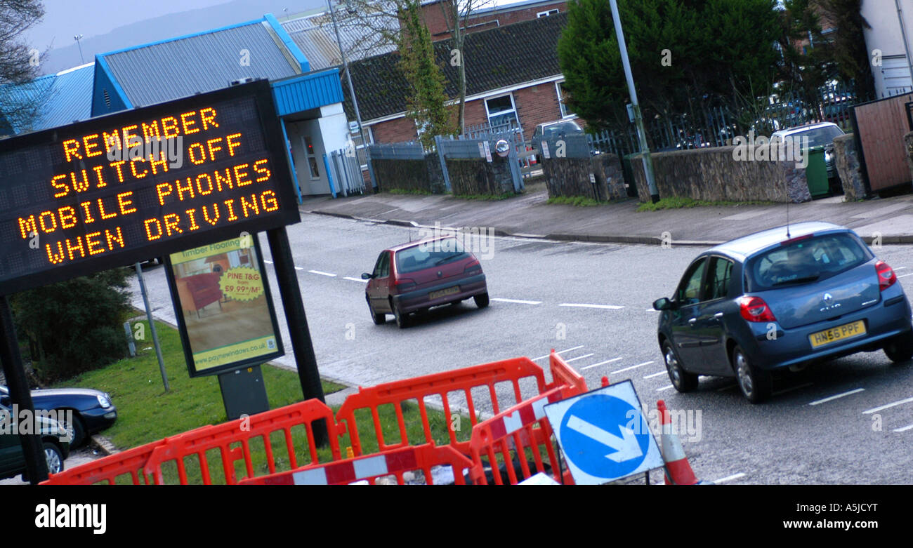 Motorists heading into Exeter city centre pass a matrix sign warning ...