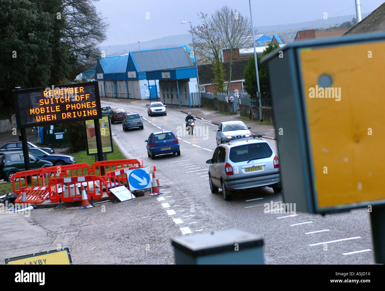 Motorists heading into Exeter city centre pass a matrix sign warning ...