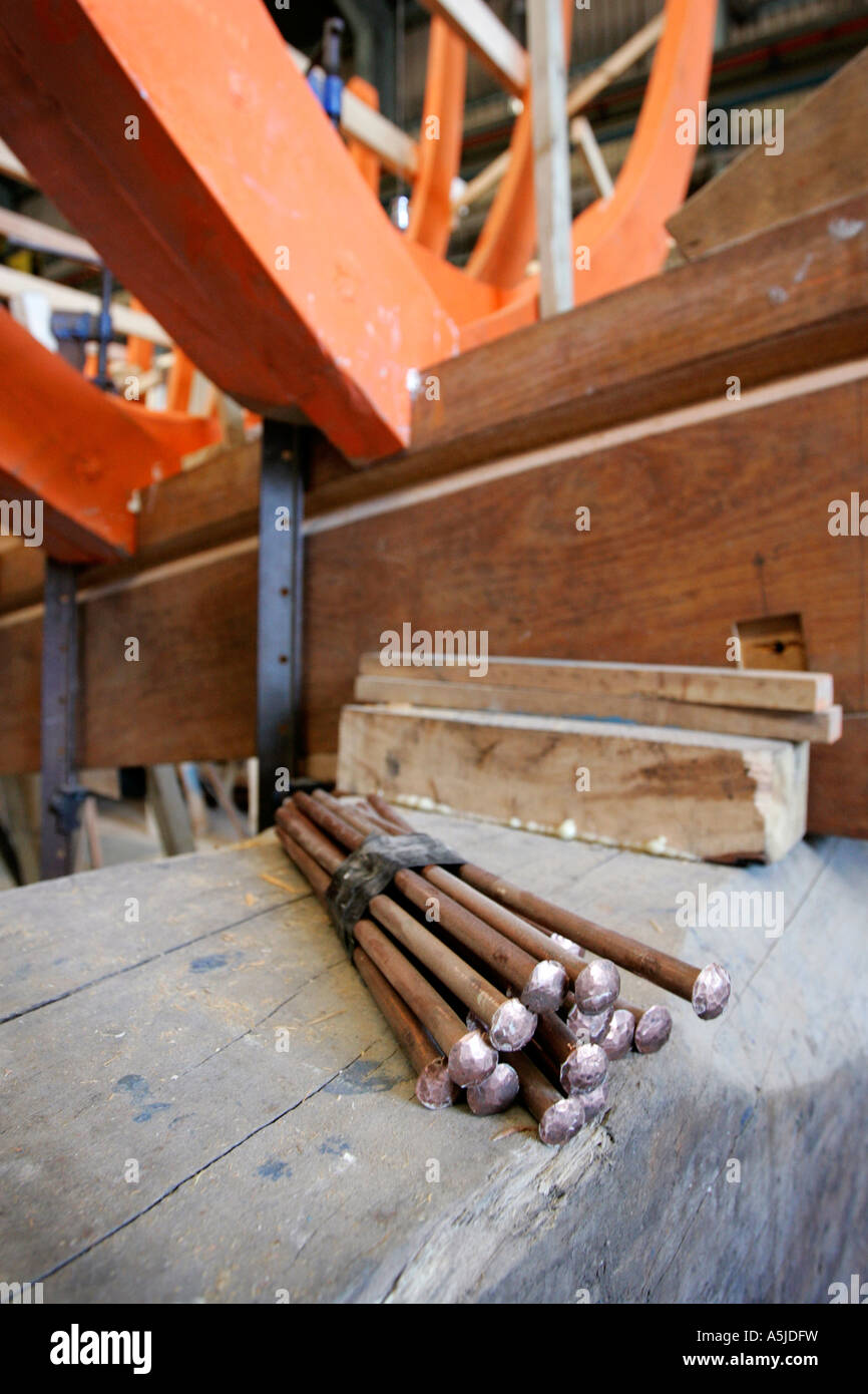 bronze keel bolts for wooden yacht under construction Stock Photo - Alamy