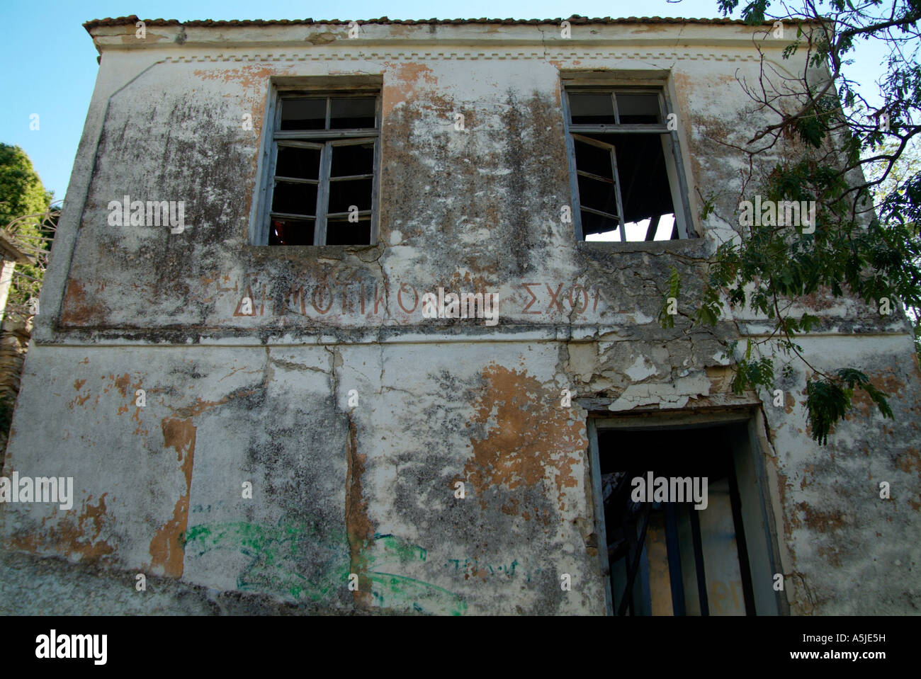 Abandoned derelict house in a village Thassos Greece 2006 Stock Photo ...