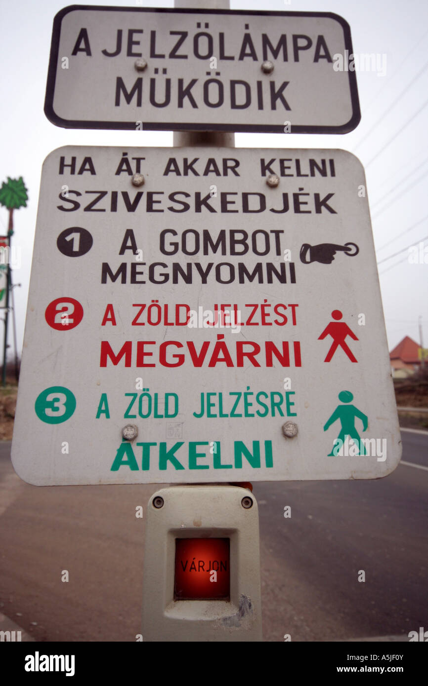 Road traffic sign in Hungarian Stock Photo - Alamy