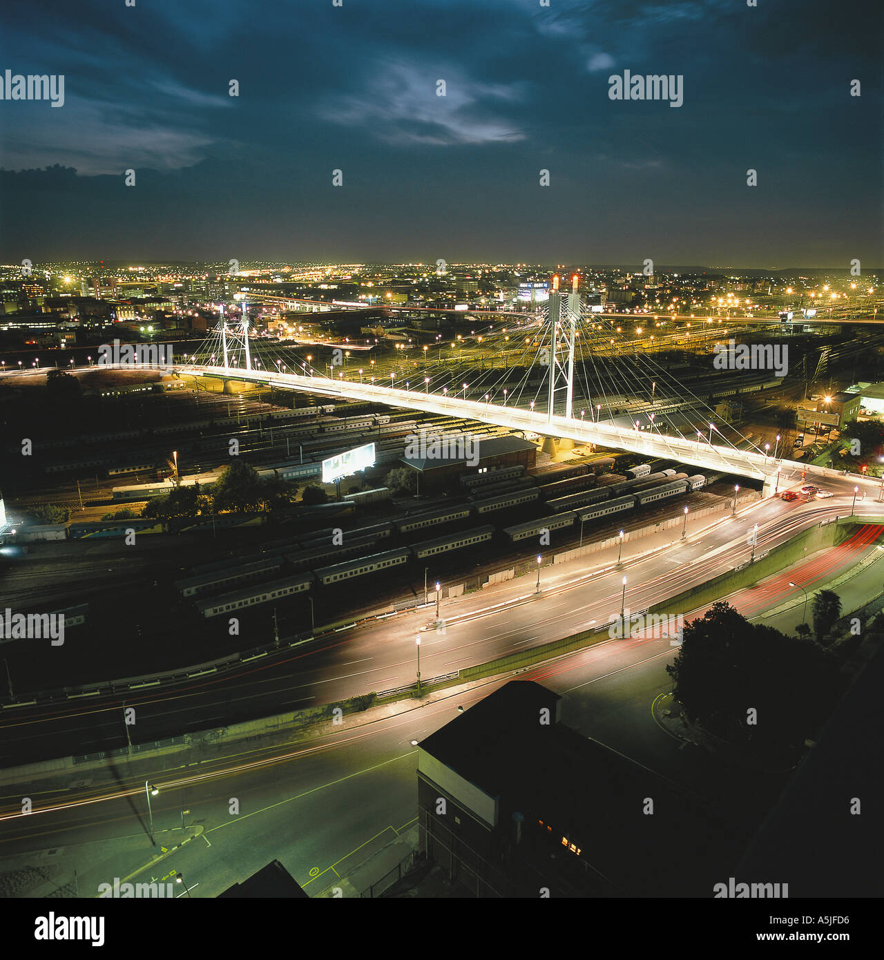 Mandela Bridge at night Johannesburg South Africa Stock Photo - Alamy