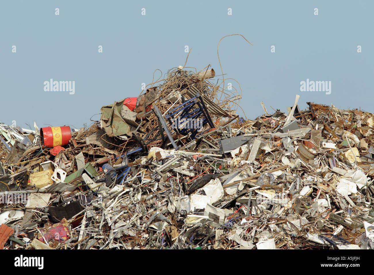 Large pile of scrap metal in a scrapyard, recycling, environmental ...