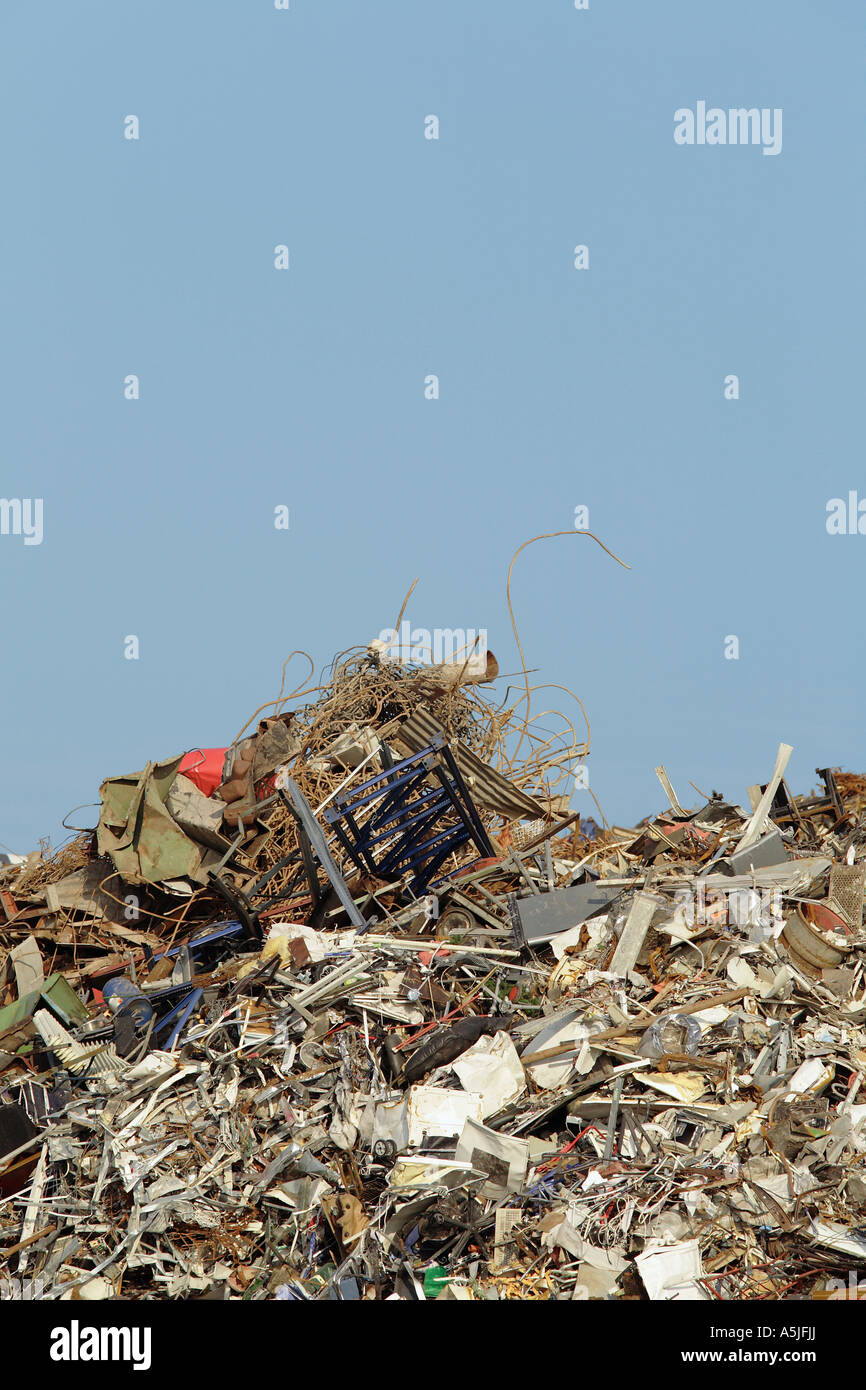 Large pile of scrap metal in a scrapyard, recycling, environmental ...