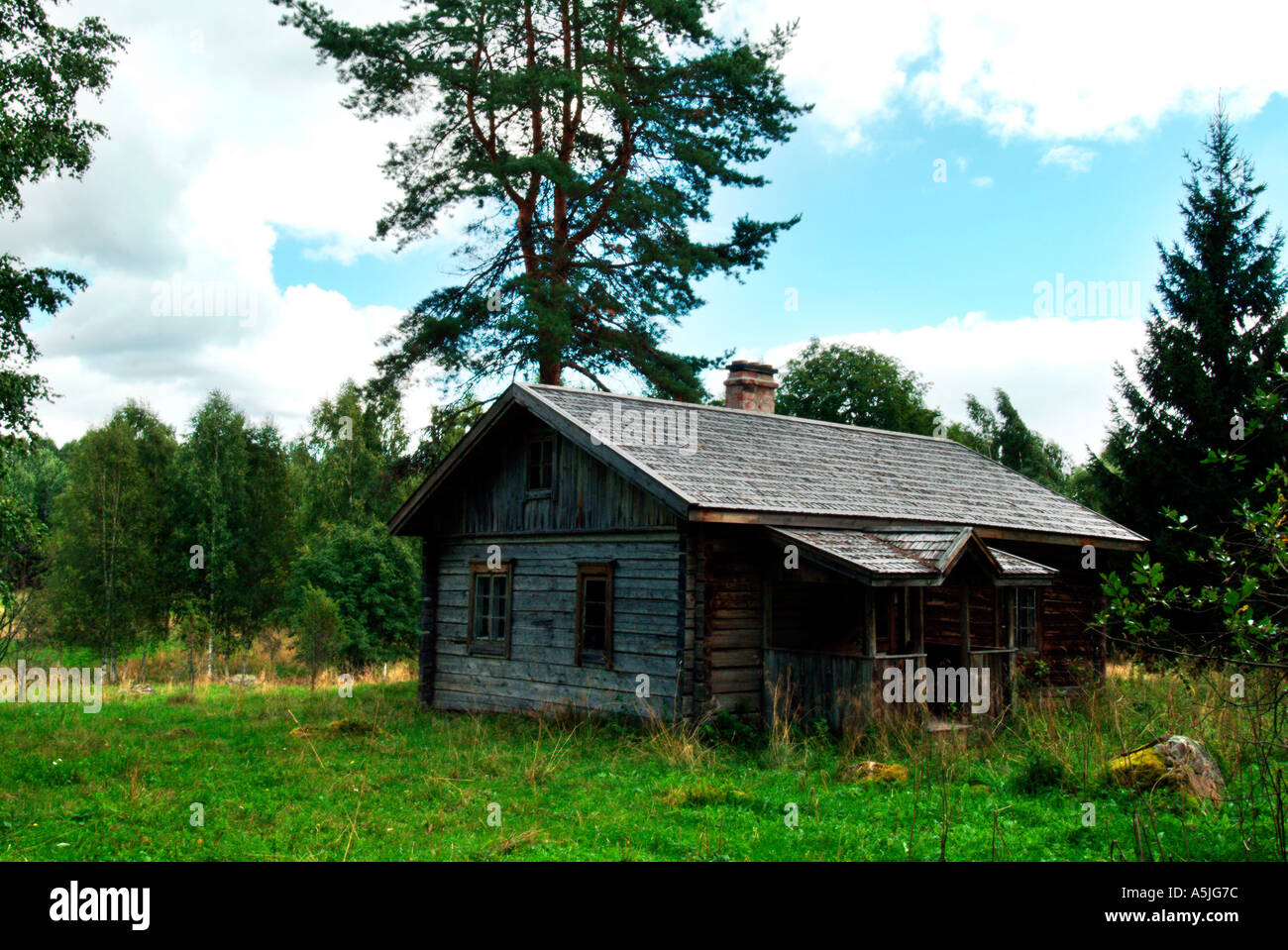 old block house cottage in middle Finland Stock Photo - Alamy