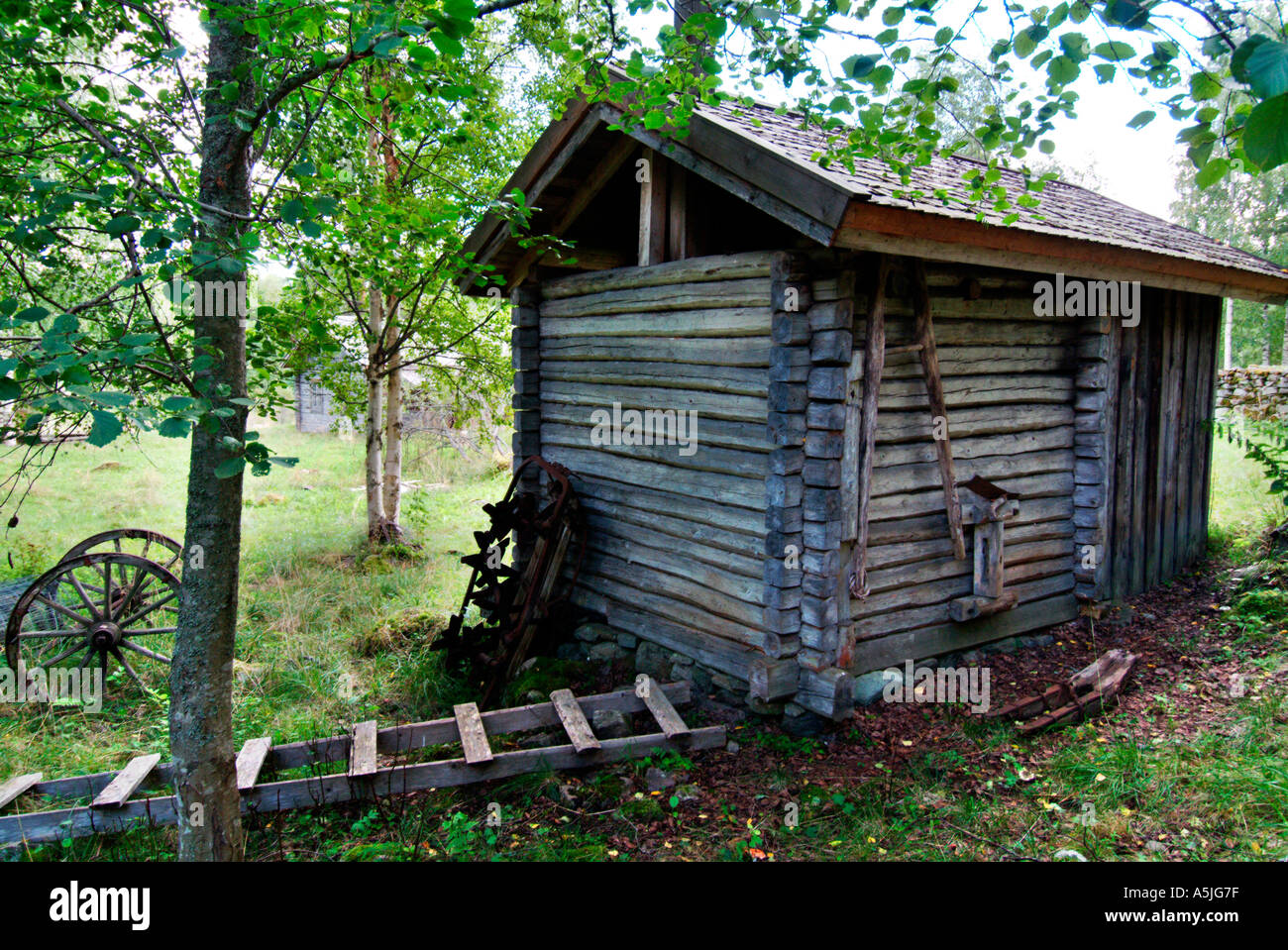 old block cottage barn sauna in middle Finland Stock Photo - Alamy