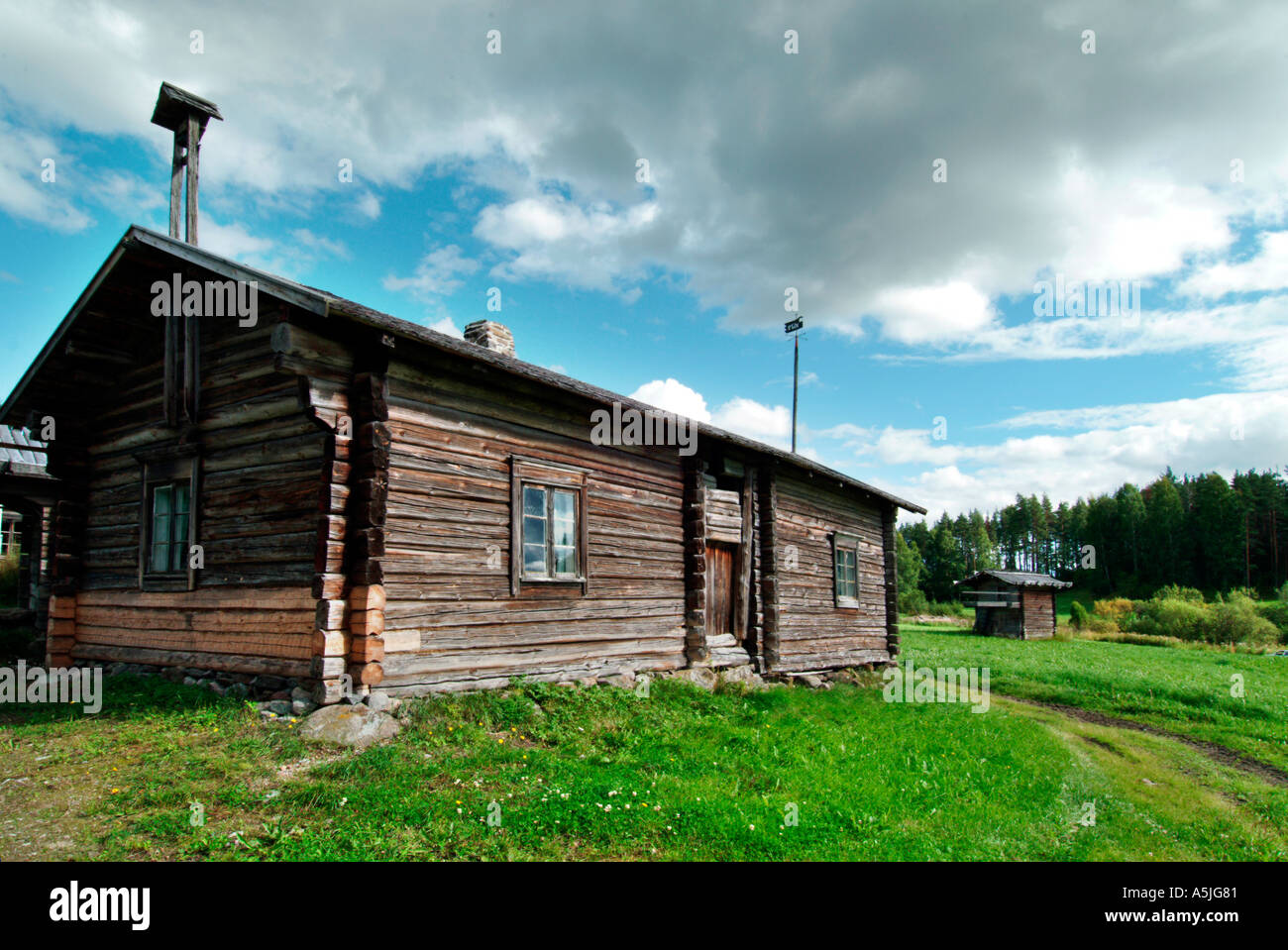 old block house cottage in middle Finland Stock Photo - Alamy