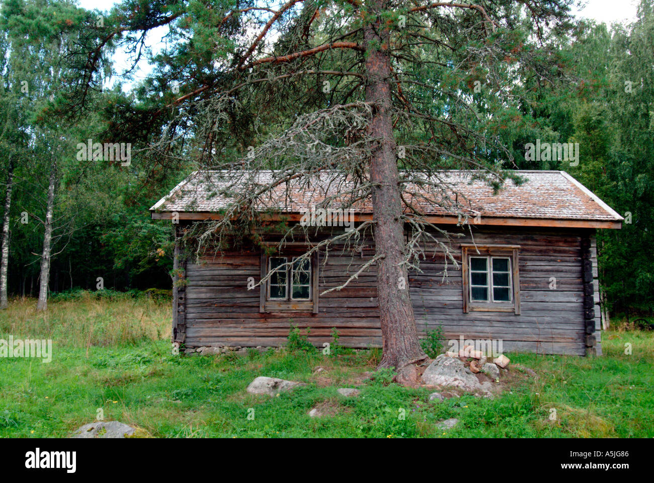 old block house cottage in middle Finland Stock Photo - Alamy