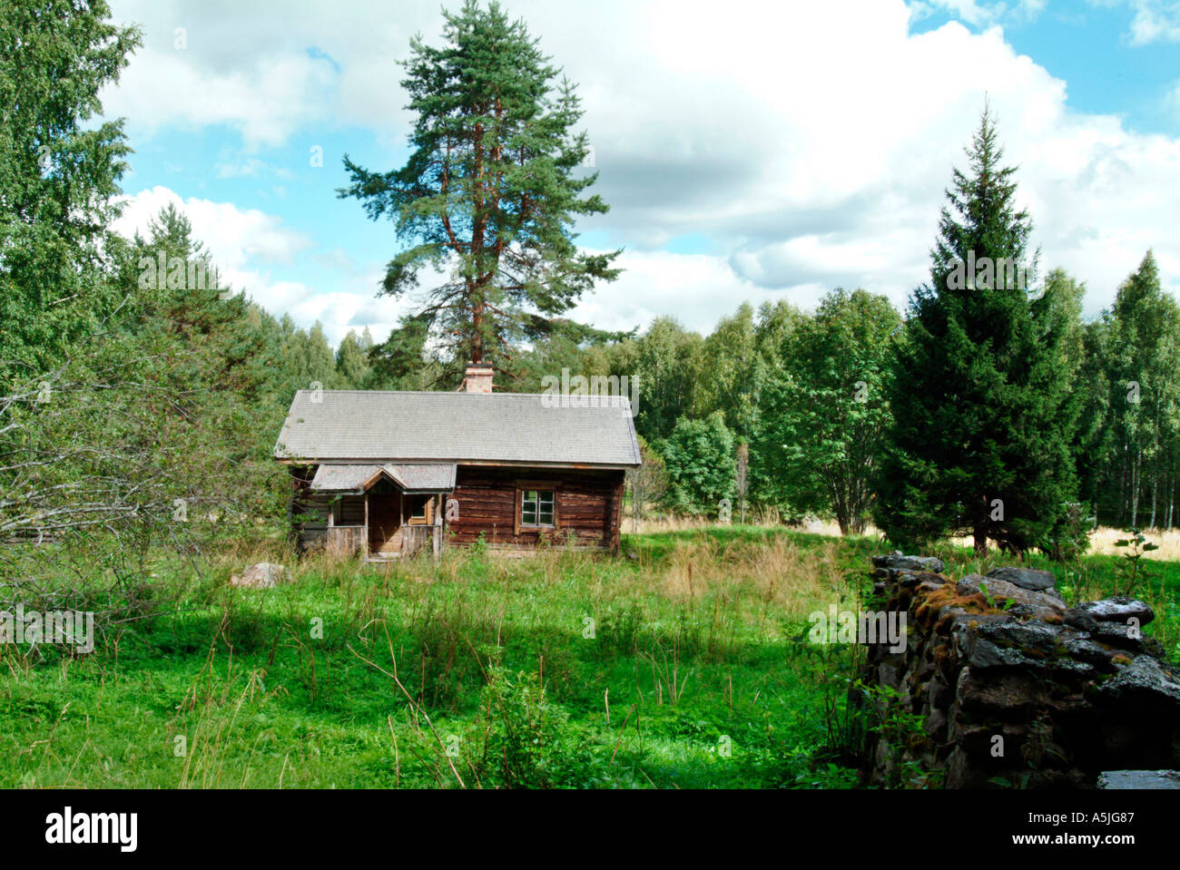 old block house cottage in middle Finland Stock Photo - Alamy