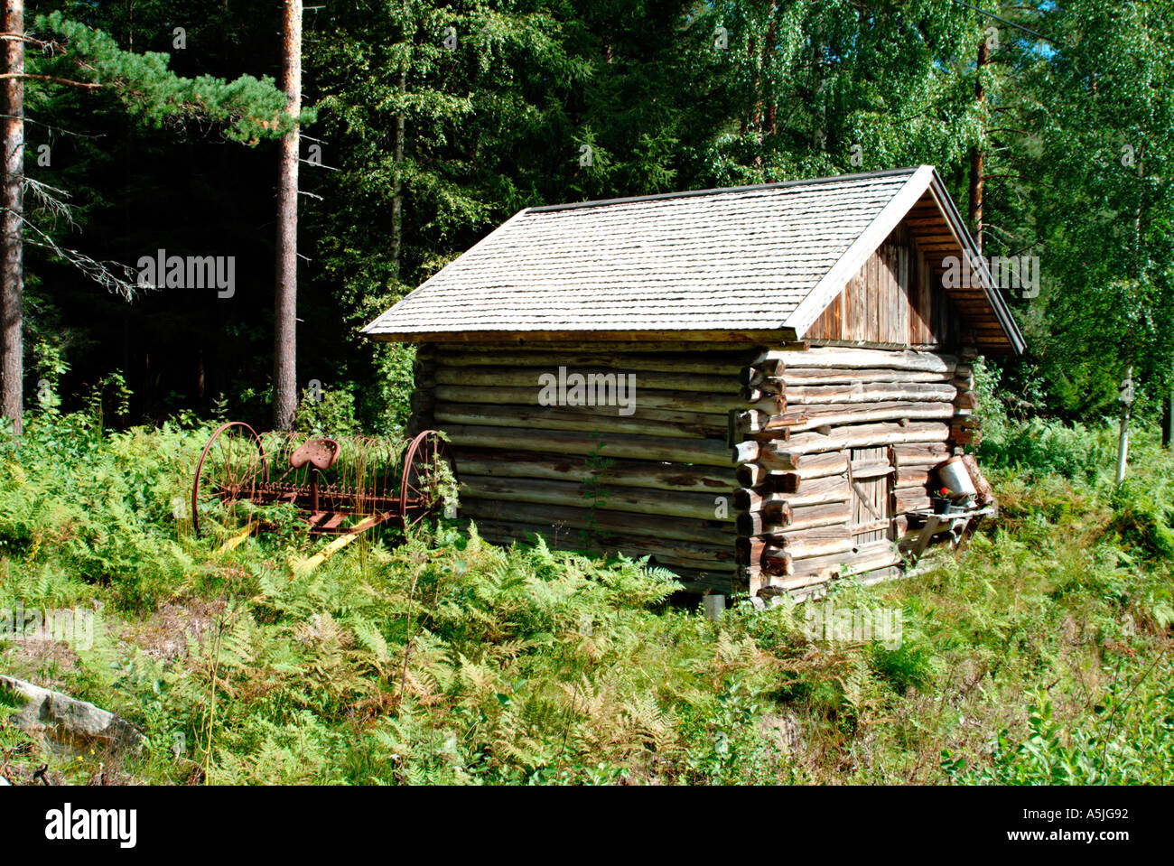 old block cottage barn in middle Finland Stock Photo - Alamy