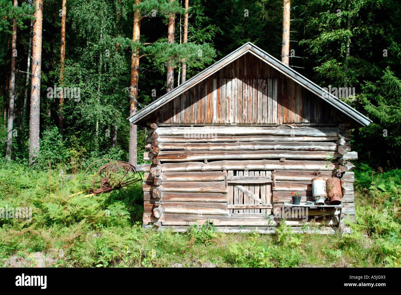 old block cottage barn in middle Finland Stock Photo - Alamy